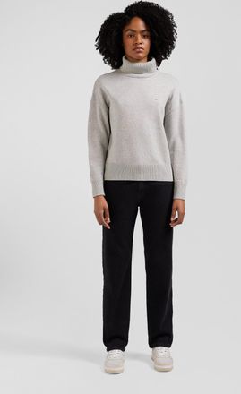 Eden Park Pull Col Roul&eacute; En Laine Et Coton Gris Clair Coupe Relaxed