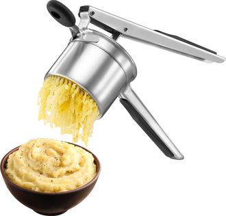 VonShef Kartoffelstampfer - Lebensmittelechte Edelstahl Kartoffelpresse mit Silikongriff - Sp&uuml;lmaschinengeeignete Obst- und Gem&uuml;sepresse, Robuste Lebensmittel