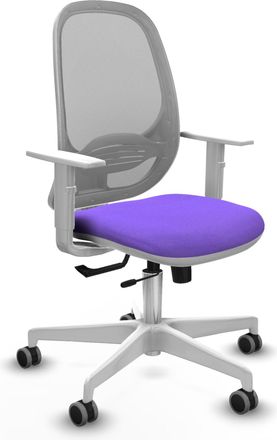 Piqueras y Crespo Hoher Arbeitsstuhl mit wei&szlig;en Armlehnen, h&ouml;henverstellbare Lendenwirbelst&uuml;tze, ausgestattet mit Syncro/Traslack und Schneideschaum, Grau/Lila