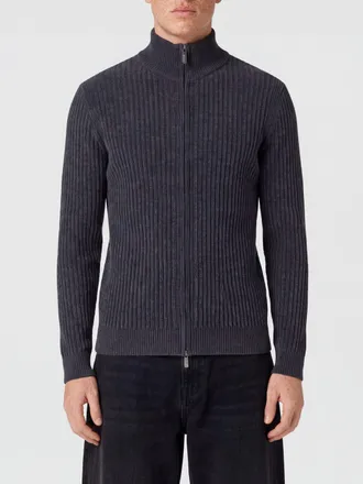Roberto Ricci Design Slim Fit Pullover aus geripptem Samt mit Rei&szlig;verschluss und Rollkragen