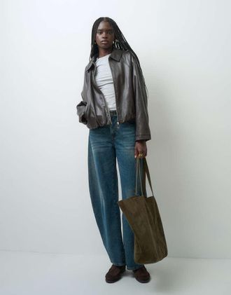 Only Bomber matelass&eacute; en imitation cuir marron chocolat