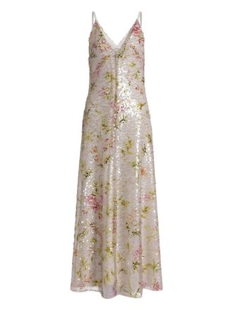 Alberta Ferretti Printed Sequins Long Dress