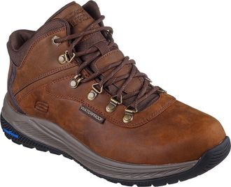 Skechers Trekkingschuh SKECHERS MEROE-PIKEMAN, Herren, Gr. 40, braun, Leder, Lederimitat, Schuhe Trekkingschuh, Trekking-Boots, Sneaker mit Fersenkissen, Topse