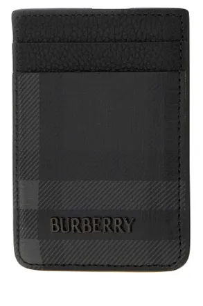 Burberry Mens Printed Canvas Card Holder Iron Exterior: Cotton Calf Portafogli Wallet