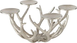 Boltze Kerzenleuchter Kerzenhalter Geweih Borgfjell Silber Aluminium vernickelt