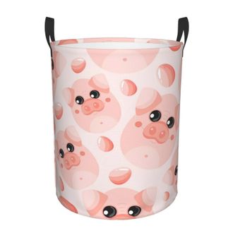 Generic Niedliches Schweinchen Korb Aufbewahrung Rund W&auml;schekorb Mit Henkel W&auml;schebeh&auml;lter F&uuml;r Kuscheltier Spielzeug Badezimmer