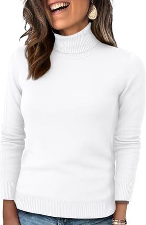 Generic Pull Femme Hiver Chaud col Montant Mode Ample Sweatshirts Couleur Unie Pull Femme Chic et El&eacute;gant D&eacute;contract&eacute; Manche Longue Jumper Tops Blanc