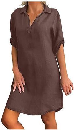 Generic Robe de Plage Femme Longue Mi-Longue Chic &eacute;l&eacute;gante Sexy Robes Courte D&eacute;t&eacute; Cou Rond Sans Manches Imprim&eacute; Floral Boh&egrave;me Grande Taille Pas Cher 2023 Mode