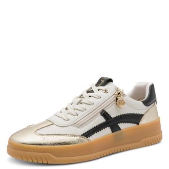 Marco Tozzi Plateausneaker MARCO TOZZI BY GMK, Damen, Gr. 39, creme kombiniert, Lederimitat, kontrastfarbene Details, Schuhe Plateausneaker, Freizeitschuh, Halbsc