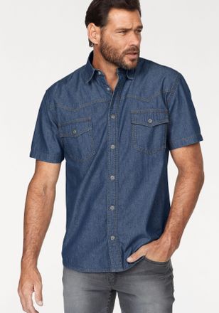 Arizona Jeanshemd ARIZONA, Herren, Gr. 47/48 (XXXL), N-Gr, blau (blau stone), Jeans, Obermaterial: 100% Baumwolle, unifarben, Basic, normal normal, Hemden Jea