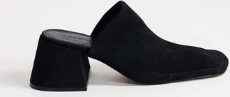Topshop Alberto mule en cuir v&eacute;ritable &agrave; talon carr&eacute; large noir