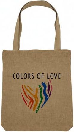 Fabulous Sac Shopping Tote Bag Aspect Lin - Colors of Love Coeur LGBTQ+ Gay Lesbien Trans - Sac de Courses Toile Epaisse 360g Beige Naturel Cabas Port&eacute; Epaule 