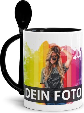 Tassendruck Tasse selbst individuell gestalten/Personalisierbar mit eigenem Foto Bedrucken/Fototasse/Motivtasse/Werbetasse/Firmentasse mit Logo/L&ouml;ffeltasse Klassi