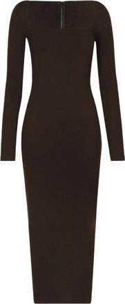 Dolce & Gabbana robe en jersey à coupe mi-longue - Marron