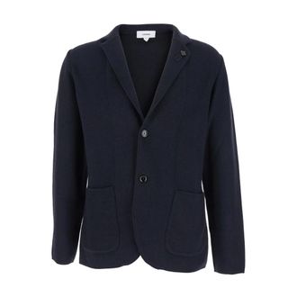 Lardini Homme, Vestes, Bleu, Taille: XL Blazer Tricot Classique &agrave; Revers Crant&eacute;s