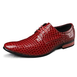 Generic Chaussures habill&eacute;es for Hommes, Chaussures Derby &agrave; Lacets en Relief Crocodile, Bout Pointu, Cuir v&eacute;g&eacute;talien, Tige Basse, antid&eacute;rapantes, Talon Bloc, 