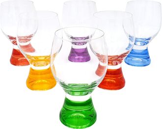 Bohemia Design Rotweingl&auml;ser, Saftgl&auml;ser Kristall, 6 x 340 ml, Model Gina painted (bunt)