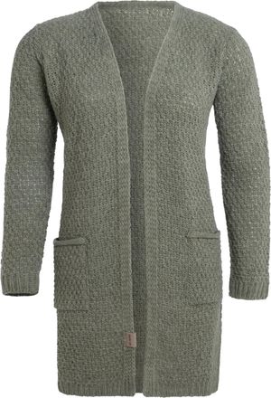 Knit Factory Luna Strickjacke - Mittellange Damen Strickjacken mit Taschen - Cardigan mit Wolle - Grobstrickjacke - Hochwertige Qualit&auml;t - Urban Green - 40/42