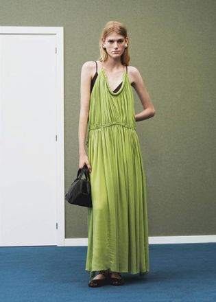 Mango Plissiertes Oversized-Kleid gr&uuml;n - Damen - S - MANGO