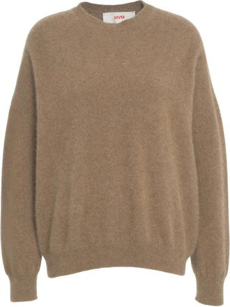 MVM Mvm, Femme, Pulls, Brun, Taille: 42 FR Pull en Laine Marron à Col Rond