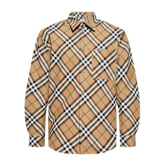 Burberry Homme, Chemises, Beige, Taille: S Plaid Long-Sleeve Shirt