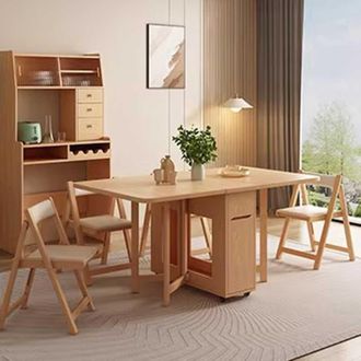 Generic Klappbares Esstisch-Set, Mid-Century Modern K&uuml;chentisch mit 4 St&uuml;hlen, Schubladen und Rollen, Tragbarer Holztisch for kleine Wohnzimmerr&auml;ume