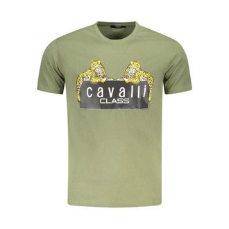 Cavalli Homme, Tops, Vert, Taille: 2XL Tee-shirt Graphique Léopard Vert