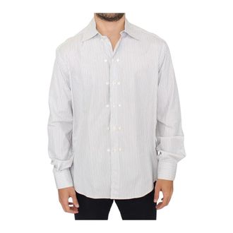 Ermanno Scervino Homme, Chemises, Blanc, Taille: L Chemise Décontractée Rayée en Coton