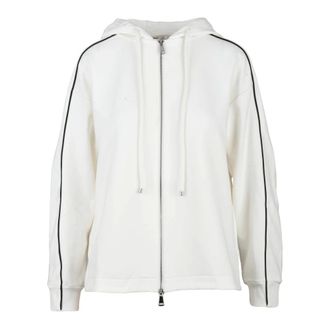Max Mara Femme, Sweatshirts et sweats &agrave; capuche, Blanc, Taille: 44 FR Sweat &agrave; fermeture &eacute;clair Albore