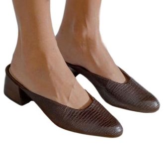Mari Giudicelli brown embossed leather mules Size 37
