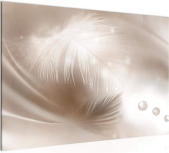 Runa Art Bild Abstrakt Modern Wandbilder Wohnzimmer Schlafzimmer 1 Teilig - Made In Germany - Feder Perlen Beige Flur 033515a