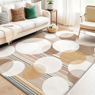 Generic Tapis Rond Salon 120 x 170 cm, Lavable Antid&eacute;rapant Tapis, Abstrait G&eacute;om&eacute;trique Circulaire Ray&eacute; Imprim&eacute; Carpette pour la Chambre la Salle &agrave; Manger et 