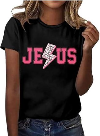 Generic T-shirt d&eacute;contract&eacute; &agrave; manches courtes et col rond imprim&eacute; coeur pour femme 2026 (3), Noir, XXL