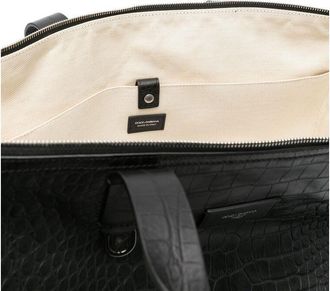 Dolce & Gabbana Crocodile-Embossed Calf Leather Tote Bag - Black