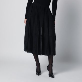 Alaia Black midi tulle skirt