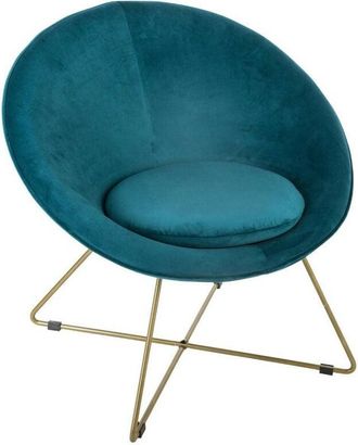 Atmosphera Sessel evan aus Samt & Goldfüße atmosphera - entenblau
