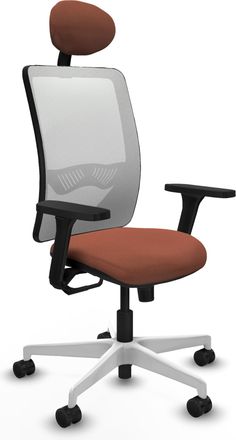 Piqueras y Crespo Zulema Arbeitsstuhl mit 3D-Armen, h&ouml;henverstellbarer Lendenwirbelst&uuml;tze und festem Kopfteil, ausgestattet mit 3 Positionen und Schneideschaum, Wei&szlig;/Br