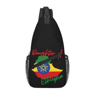 Generic Carte Et Drapeau De La Fille De L&Eacute;thiopie Sac &Agrave; Bandouli&egrave;re Multifonctionnel Sacs &Agrave; Dos Antivol Sac Banane Pour Camping Quotidien Excursion