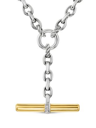 David Yurman collier DY Mercer Petite Toggle Chain en or 18ct et argent sterling serti de diamant