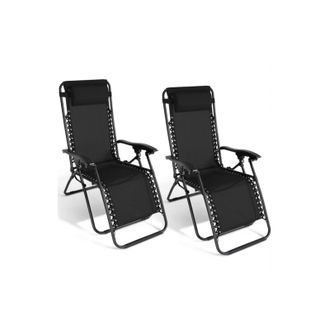 IDMarket 2er-Set Gartensessel mit Neigungsverstellung relax Grand Comfort schwarz