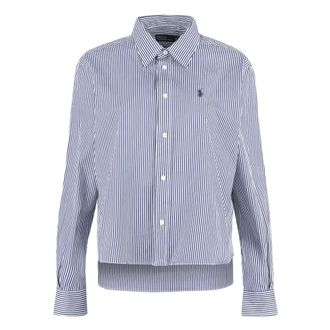 Polo Ralph Lauren Femme, Blouses et Chemises, Multicolore, Taille: 36 FR Chemise en coton ray&eacute; &agrave; ourlet asym&eacute;trique