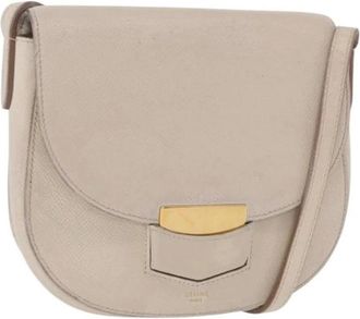 Celine Sac bandouli&egrave;re vintage en cuir doccasion - Femme - Pre-owned - Beige - Taille: ONE Size