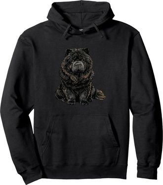 Whyitsme Design Schwarzer Chow Chow Hund Illustration Pullover Hoodie