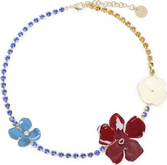 Marni Femme, Accessoires, Multicolore, Taille: ONE Size Enamel Flower Rhinestone Necklace