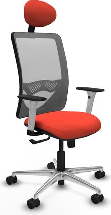 Piqueras y Crespo B&uuml;rostuhl Zulema mit wei&szlig;en und schwarzen Armlehnen und festem Kopfteil, ausgestattet mit 3 Positionen und Schneideschaum, mit Rollen von 65 mm Nylon,