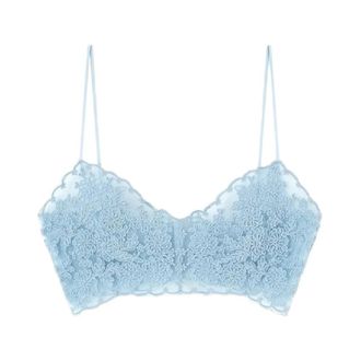 Ermanno Scervino Femme, Tops, Bleu, Taille: 40 FR Soutien-gorge en tulle non structur&eacute; avec dentelle Rebrod&eacute;