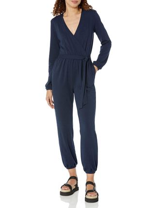 Amazon Essentials Damen Surplice-Overall aus Strick (in Übergröße erhältlich), Marineblau, XXL