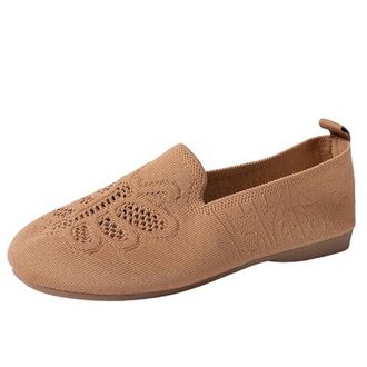 Generic Chaussures plates pour femme - Large largeur - En maille - Couleur unie - Respirantes - L&eacute;g&egrave;res - Confortables - Chaussures d&eacute;contract&eacute;es &agrave; enfiler - 