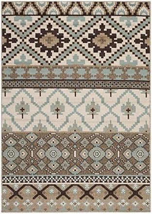 Safavieh Tapis Boho Pour Salon, Salle à manger, Chambre à coucher - Veranda Collection, Tapis à poil court, Crème et Marron, 122 X 170 cm
