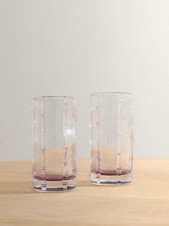 La DoubleJ Set De Deux Verres En Cristal Bamboo - Rose